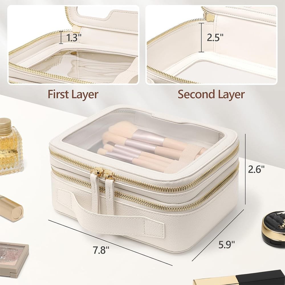 Double Layer PU Leather Makeup Bag - Great Shine Home Storage Supplier
